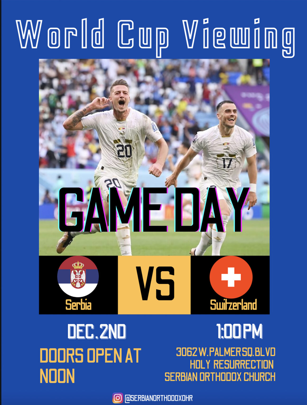 World Cup Viewing Serbia Vs Switzerland – Holy Resurrection Serbian ...